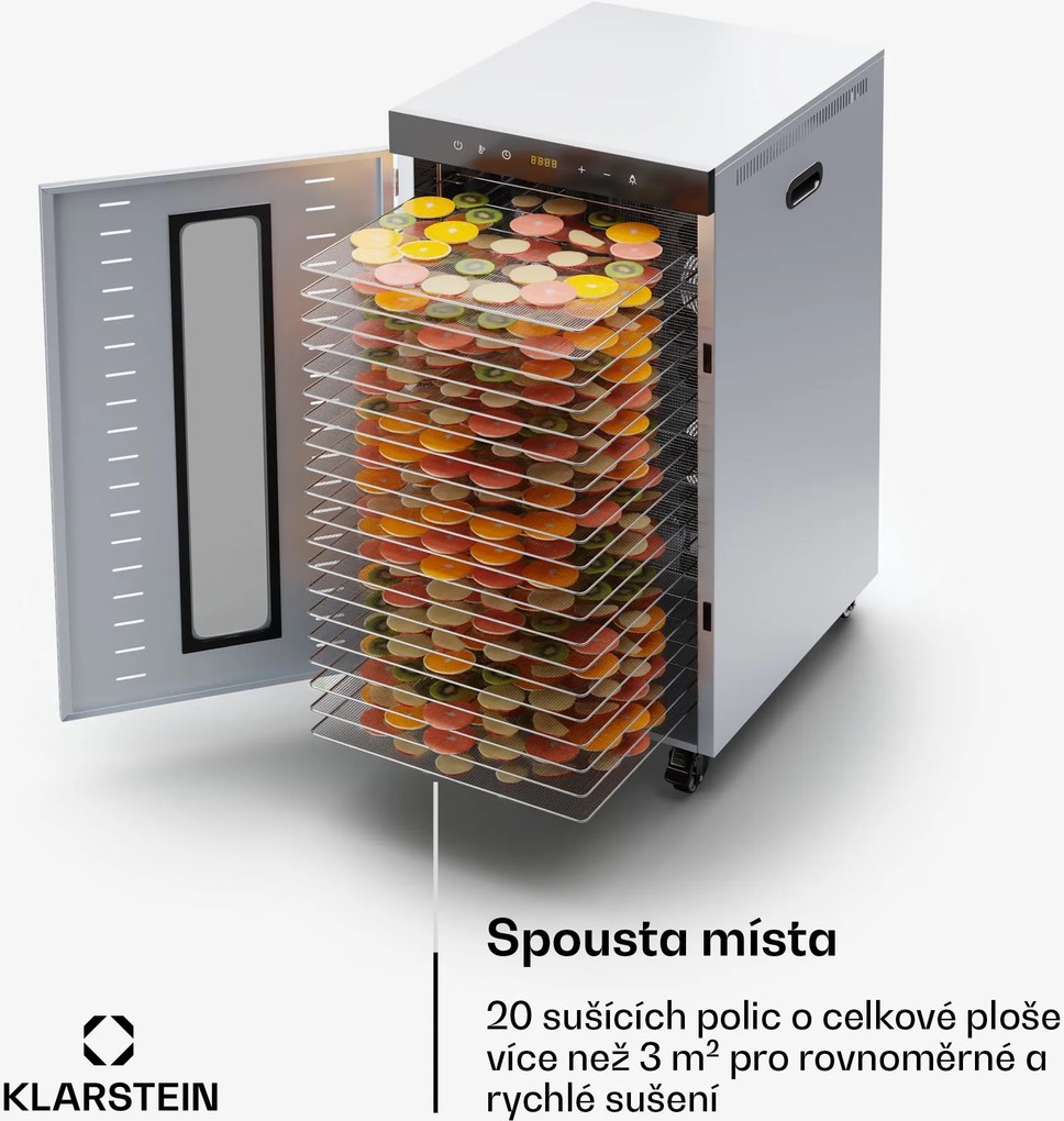 Klarstein Sušička MasterJerky 300, 2 000 W, 30 - 90 °C, 24hodinový časovač, nerezová ocel