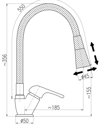 RAV Slezák SA006.0/13 - Dřezová baterie SAZAVA 35,6 cm černá/lesklý chrom