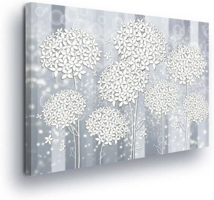 GLIX Obraz na plátně - Bělo-listé Květiny na Modrém Pozadí 100x75 cm
