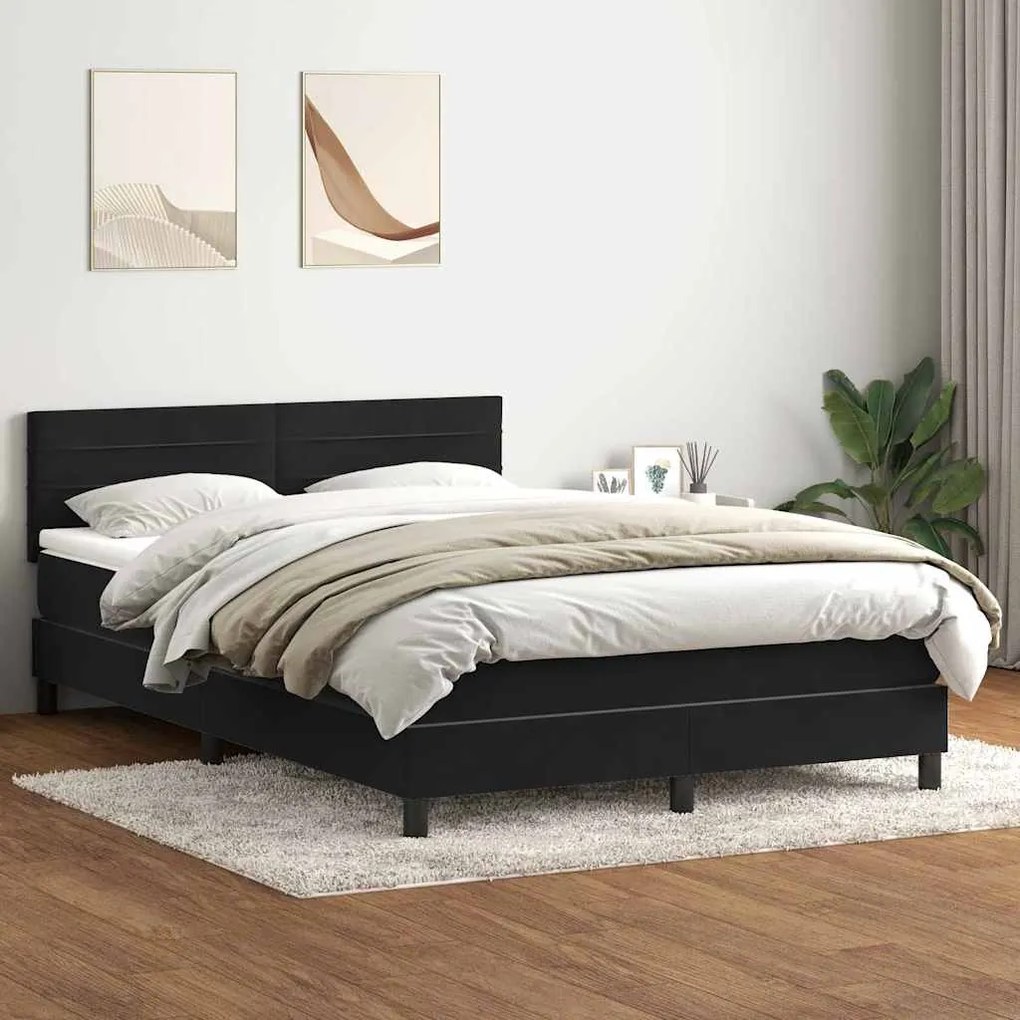 Box spring postel s matrací a LED černá 160x210 cm samet 3316985