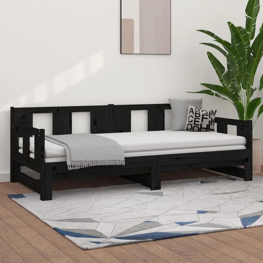 Výsuvná postel černá masivní borovice 2x (80 x 200) cm,  820291