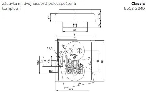 ABB Classic dvojzásuvka hnědá 5512-2249 H3 polozapuštěná