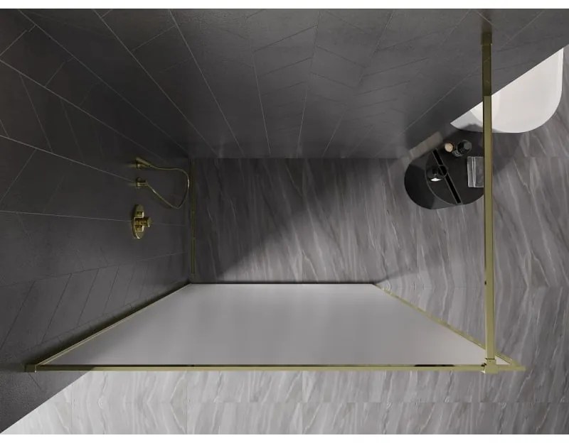 Mexen, Mexen Kioto-XF sprchová stěna s rámem 80 x 202 cm, matná 10 mm, zlatá - 800-080-104-50-30-X