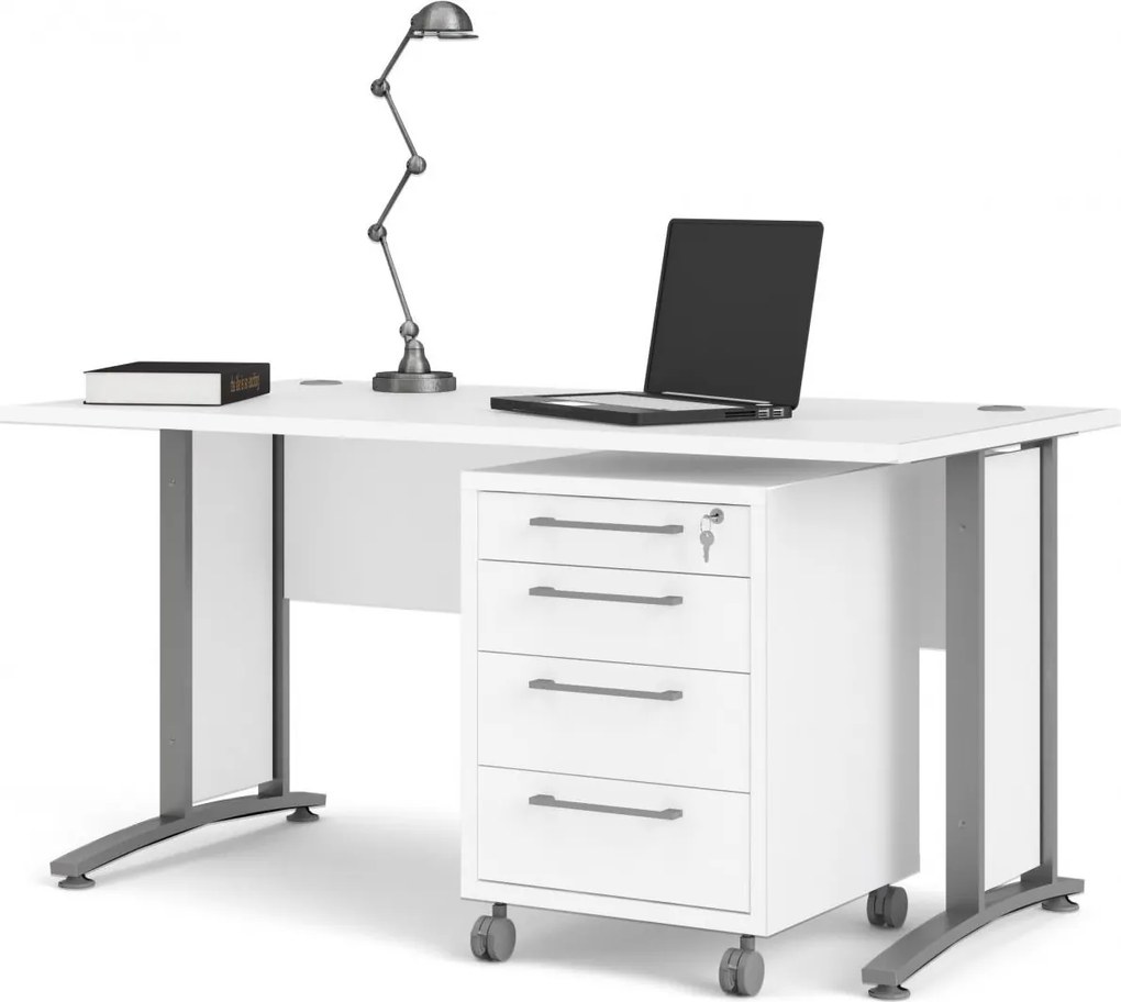 FALCO Psací stůl Office 80400/35 bílá/silver grey