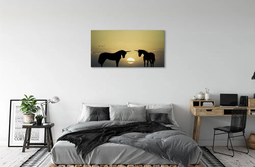 Obrazy na plátně Polní sunset jednorožci 100x50 cm
