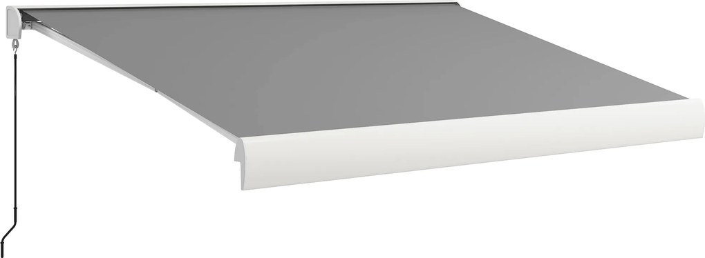 Markýza, elektricky/manuálně výsuvná, plná kazeta, dálkové ovládání, hliníkový rám, 4 x 3 m, světle šedá