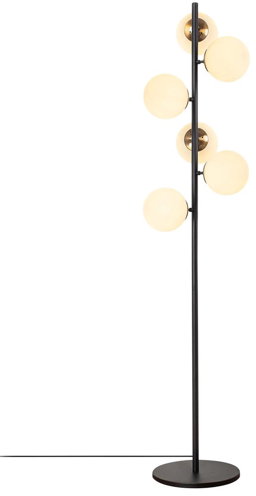 OPVIQ Podlahová lampa FAZLI černá mléčné sklo