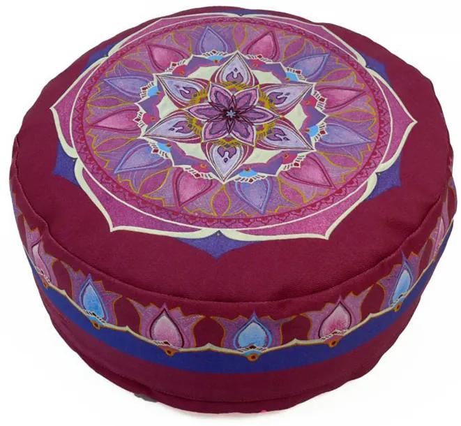 S radostí - vlastní výroba Meditační polštář s mandalou AMETYST (autorský design) Velikost: ∅35 x v18 cm
