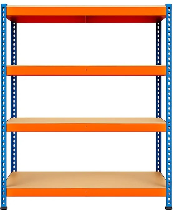 Regál 168x160x60 cm profesionální 4-policový, nosnost 160 kg - modro-oranžový