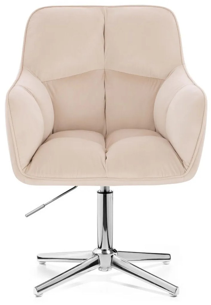 LuxuryForm DESIGN Otočné křeslo AMALFI VELUR na stříbrném kříži - krémové