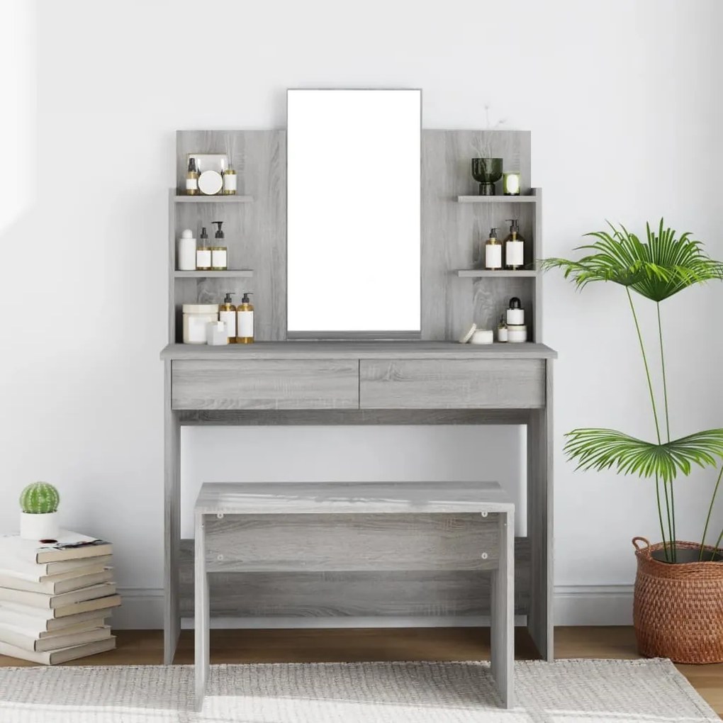 vidaXL Toaletní stolek se zrcadlem 96 x 40 x 142 cm [802832] Barva: hnědý dub