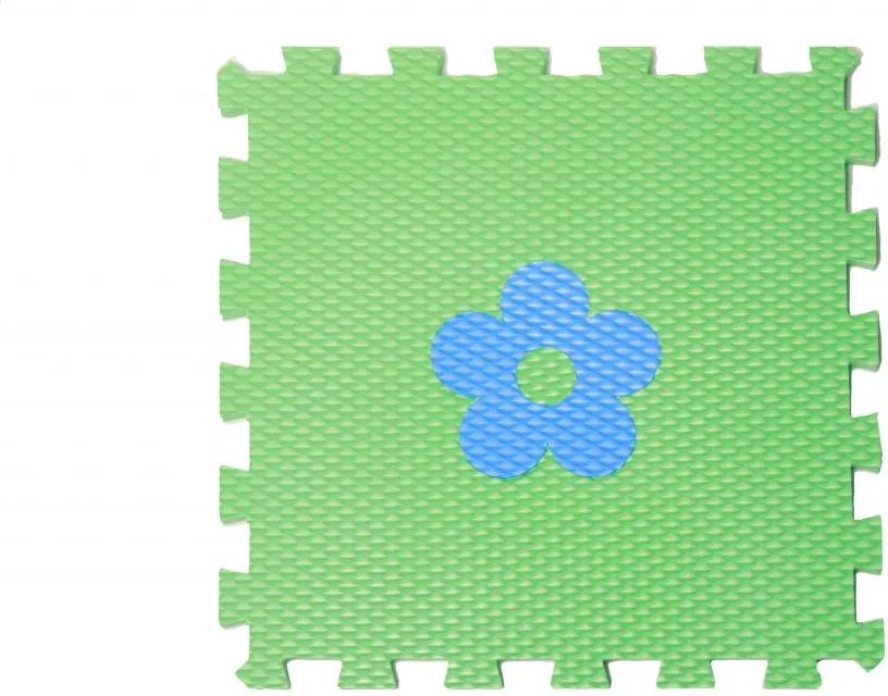 Vylen Pěnové podlahové puzzle Minideckfloor s kytkou Šedý s bílou kytkou 340 x 340 mm