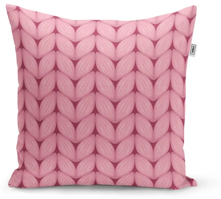 Sablio Polštář Růžové pletení z vlny - 60x60 cm