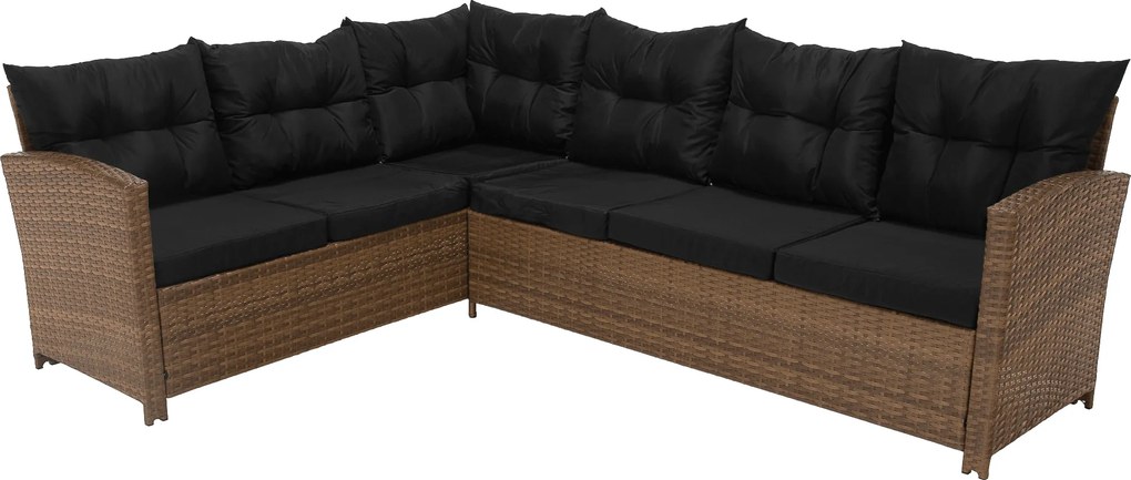 Zahradní ratanový set, světle hnědá/černá, MADUL