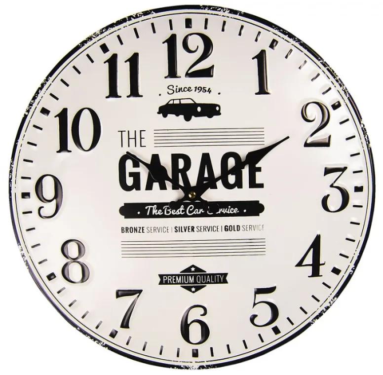 Nástěnné kovové hodiny The Garage – 40x4 cm