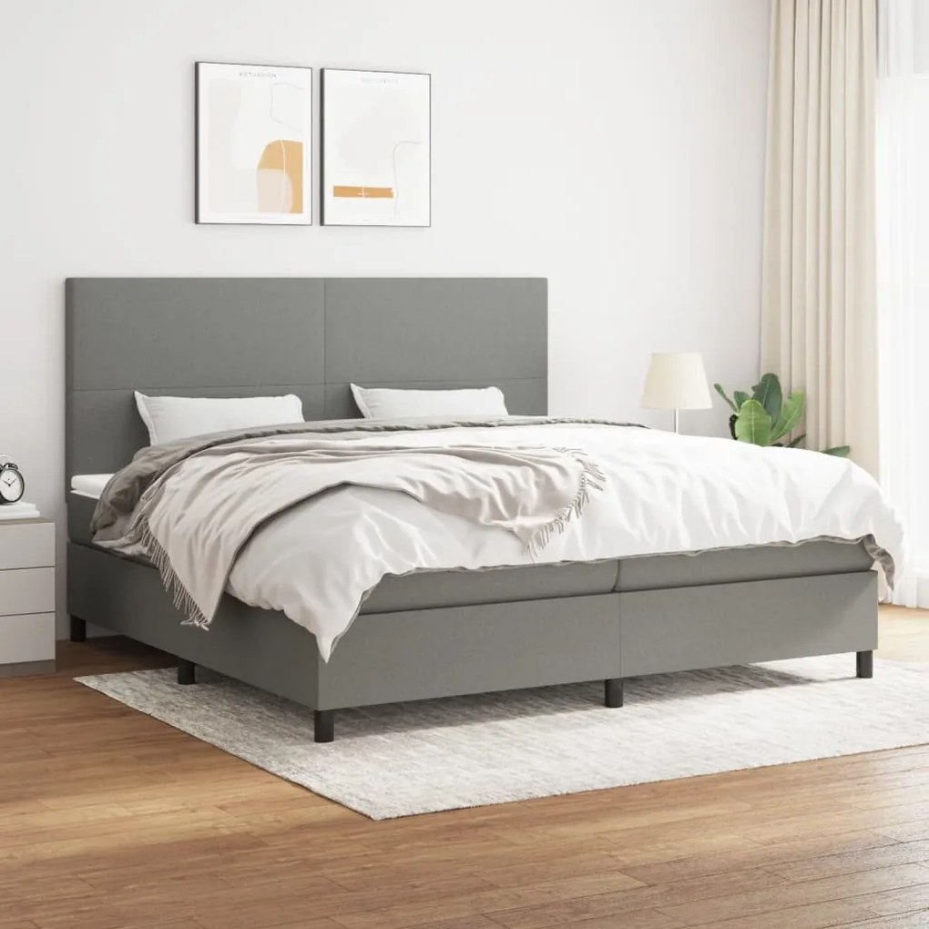 Box spring postel s matrací tmavě šedá 200x200 cm textil 3141642