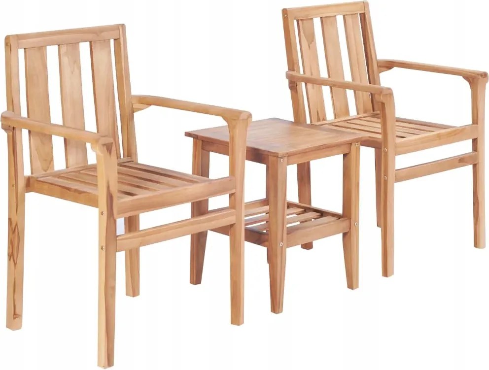 3Dílný Bistro Set Masivní Teak