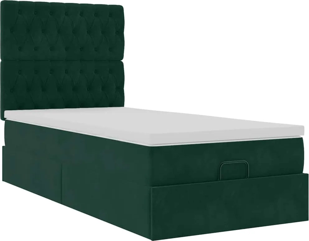 Osmanský rám postele s matracemi tmavě šedá 90x200cm samet 3314369