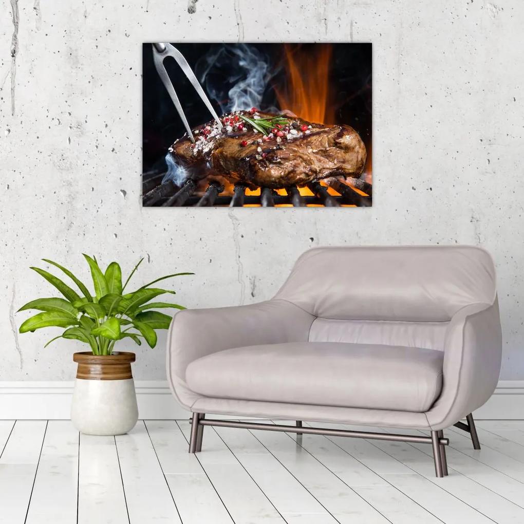 Obraz steaku na grilu (70x50 cm)