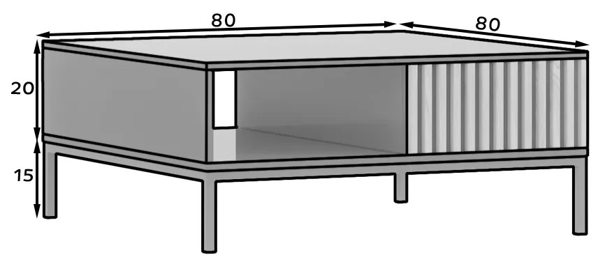 Eltap Konferenční stolek Meorati 80 Černý/Dub Artisan