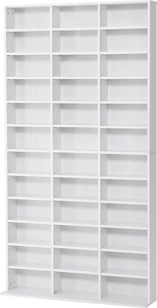 HOMCOM Police na CD/DVD - Úložný Skříň pro 1116 CD, 36 výškově nastavitelných kompartimentů, 195 x 102 x 23,5 cm, Bílá | Aosom