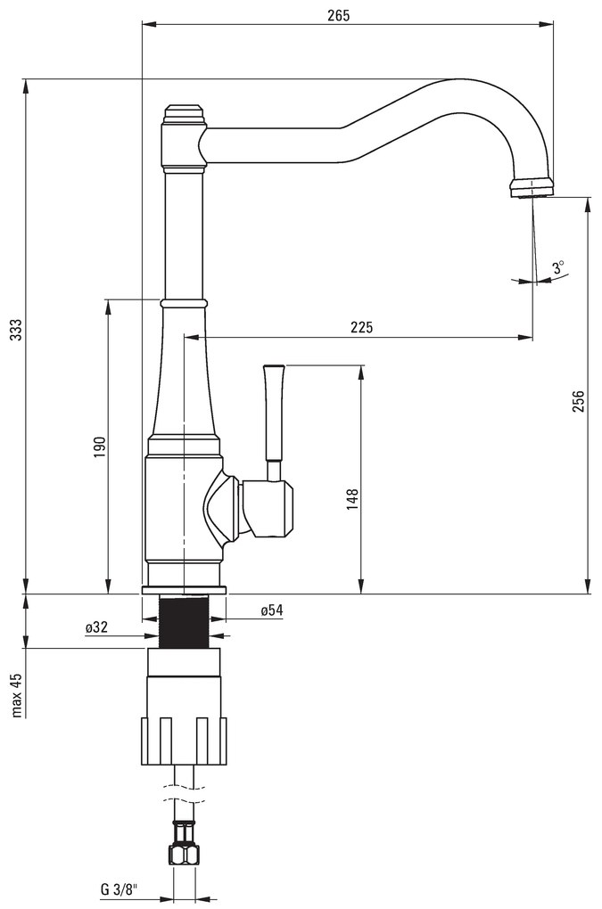 Deante Tamizo, dřezová baterie s otočným ramenem, černá, BQT_N63M