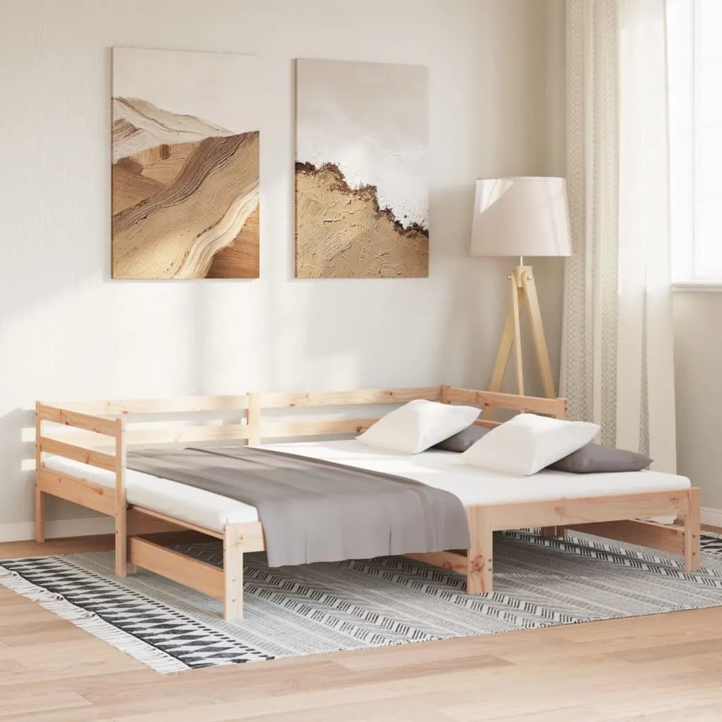 Výsuvná Válenda Masivní Borové Dřevo 2× (90 X 200 Cm)
