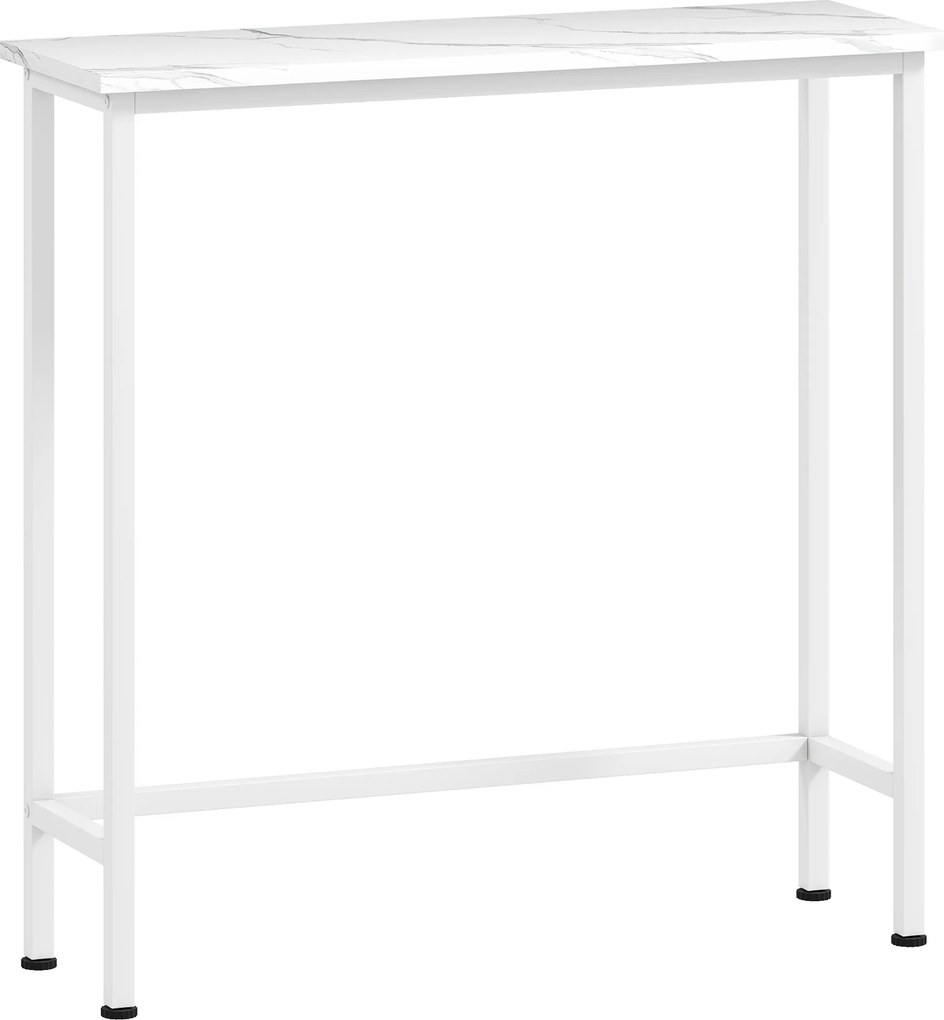 HOMCOM Konzolový stolek do předsíně s nastavitelnými nožičkami, ochranou proti převrácení 75 x 24 x 76 cm pro malý prostor, bílý
