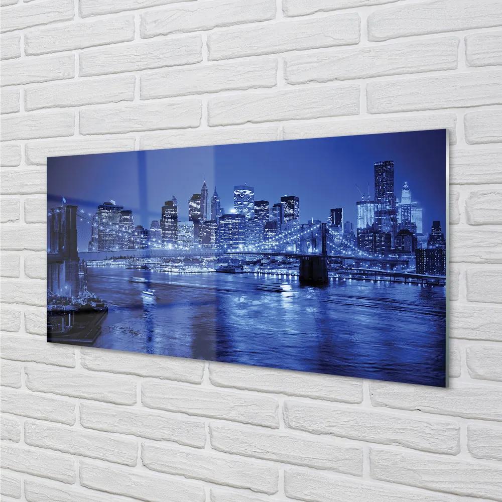 akrylový obraz Panorama most mrakodrapy river 100x50 cm