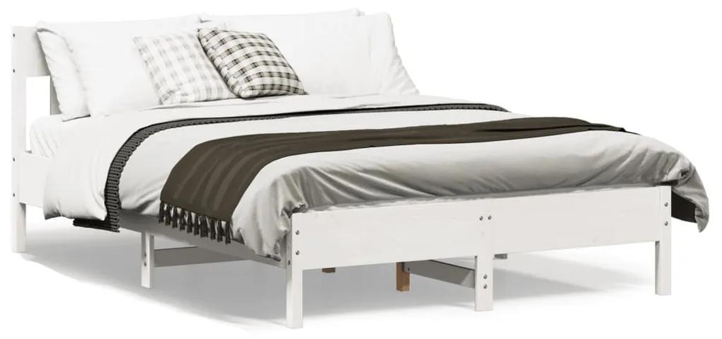 Rám postele s čelem bílý 135 x 190 cm masivní borovice,  842667