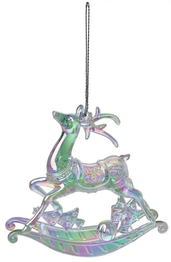 Stříbrná vánoční ozdoba houpací jelen - 11*3*10 cm