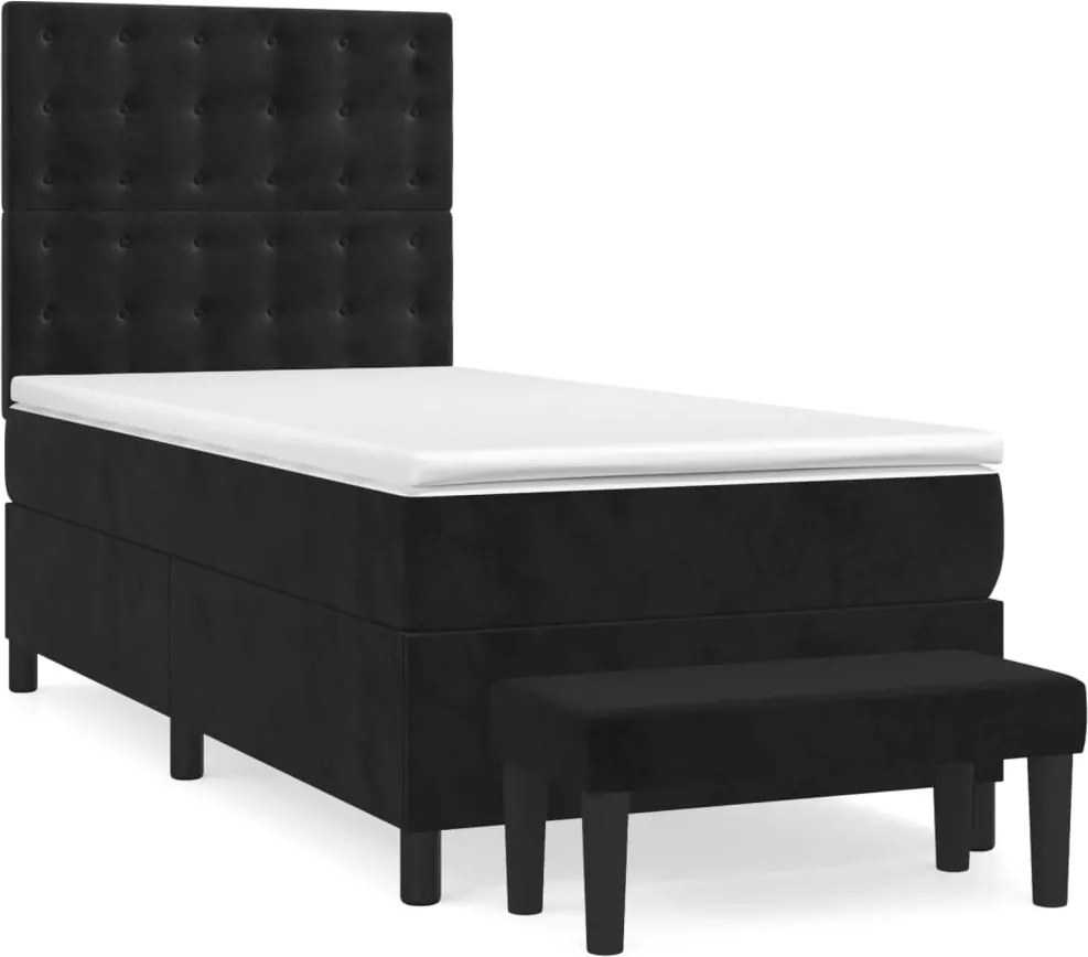 Box spring postel s matrací černá 100x200 cm samet 3138069