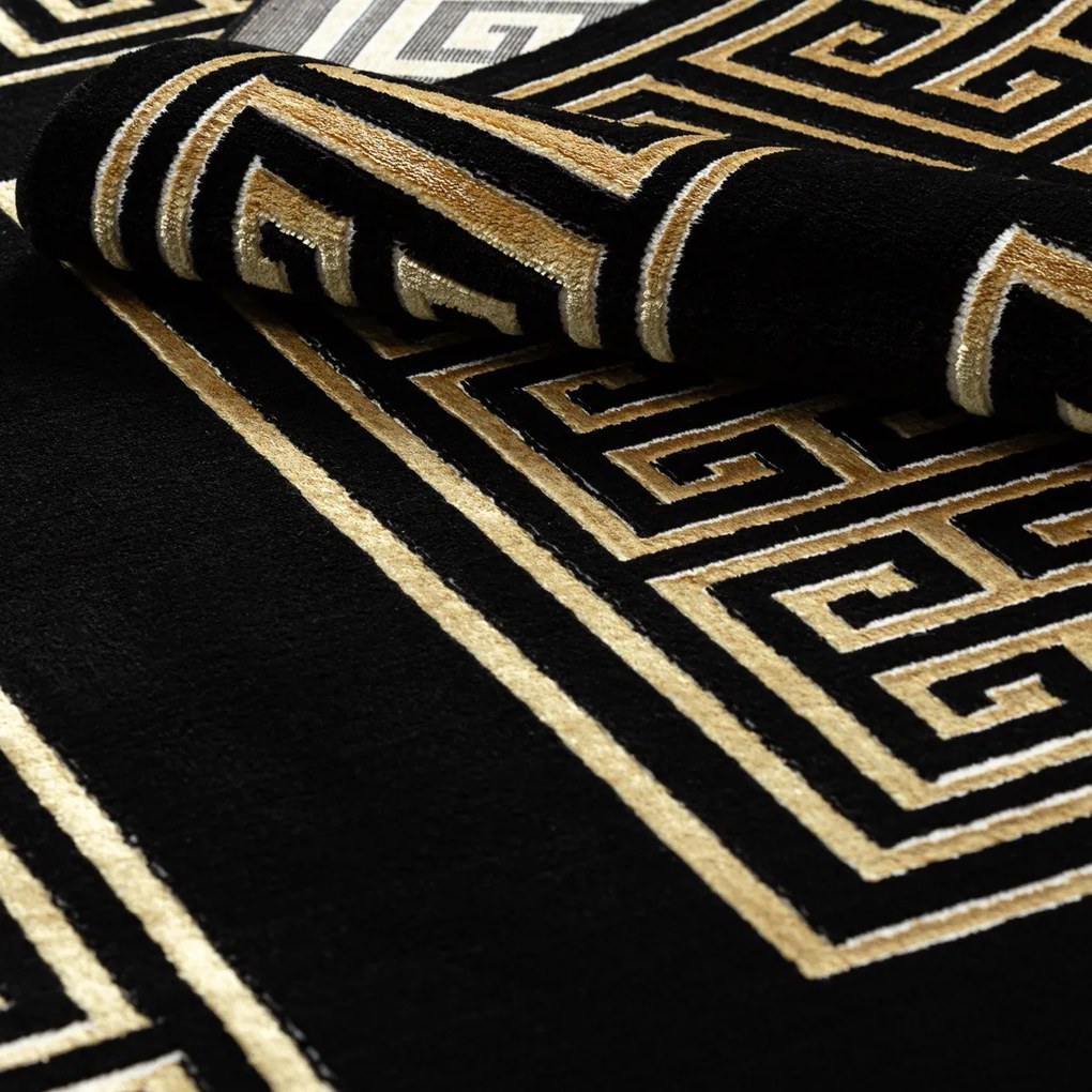 Dywany Łuszczów, Kusový koberec Allure 1968 black/gold, 200x290, černá, kancelář