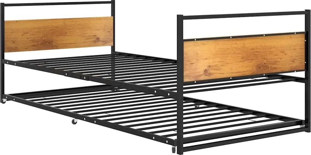 Rám vysouvací postele černý kov 90 x 200 cm 324748