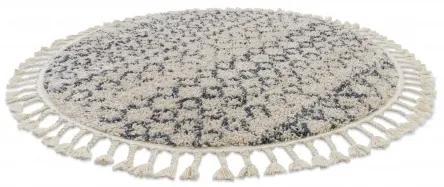 Kulatý koberec BERBER AGADIR GO522, krémovo šedý střapce, Maroko, S velikost kruh 160 cm | krásné koberce cz