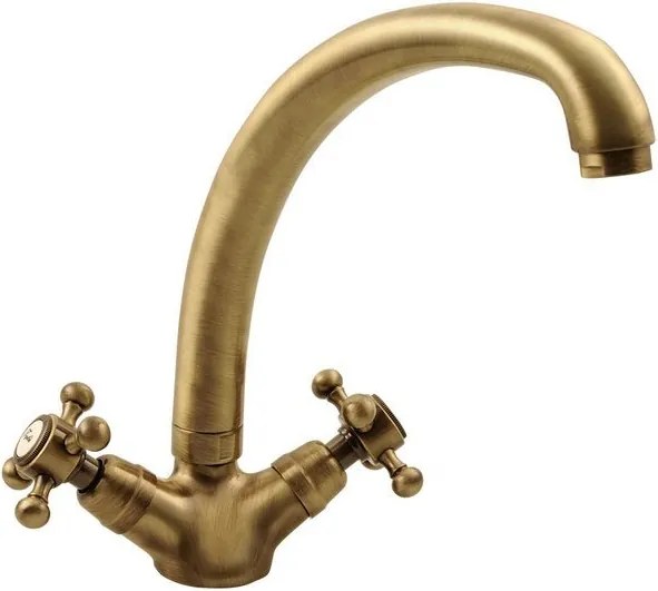 Sapho Reitano Rubinetteria, ANTEA stojánková dřezová baterie s vysokou hubicí, výška 265mm, bronz, 3116