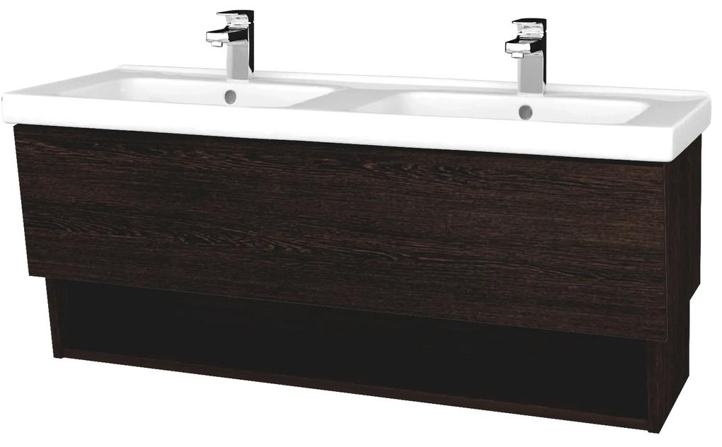 Dřevojas Koupelnová skříň INVENCE SZZO 125 (dvojumyvadlo Harmonia) Varianta: L01 Bílá vysoký lesk / D01 Beton