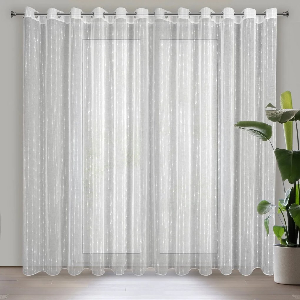 ZÁCLONA NA KROUŽCÍCH BECKY 350X250 CM BÍLÁ