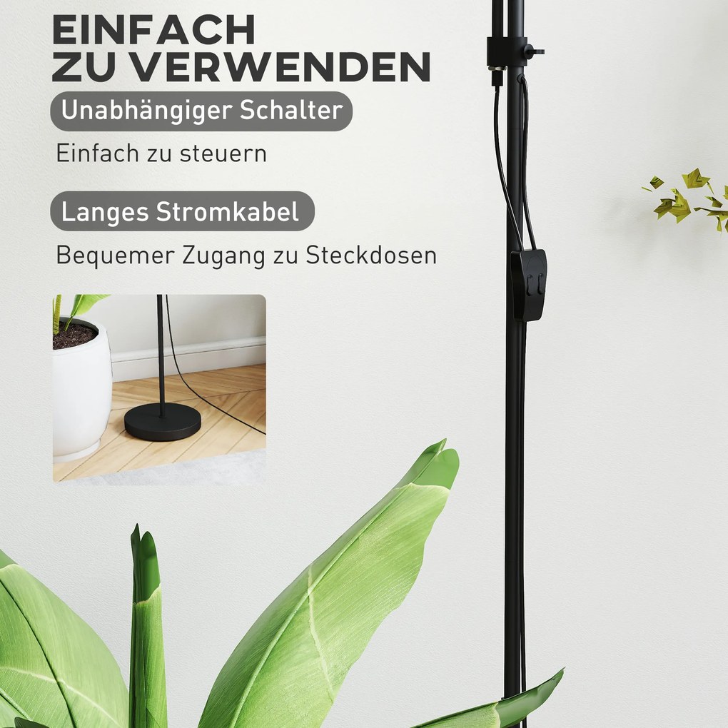 HOMCOM Stojací lampa s reflektorem, lampa matky a dítěte, vysoká lampa se 3 barevnými teplotami a flexibilním husím krkem, černá