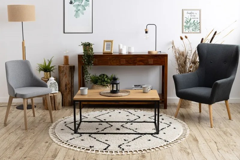 Dywany Łuszczów, Kusový koberec Berber Tetuan B751 cream kruh, 120x120 (průměr) kruh, bílá, ložnice