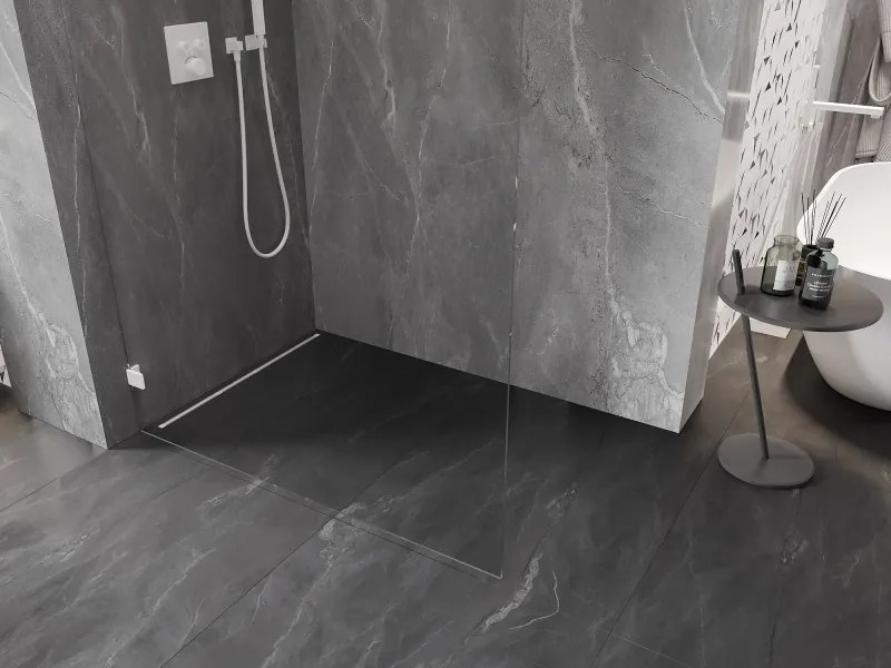 Mexen Lunar L, sprchová stěna levá 60 x 200 cm, 8mm čiré sklo, bílý profil, 830L-060-000-20-00-L