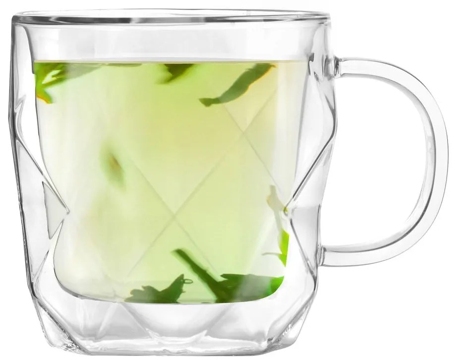Skleněné hrnky v sadě 2 ks na cappuccino/dvoustěnné 330 ml Geo – Vialli Design
