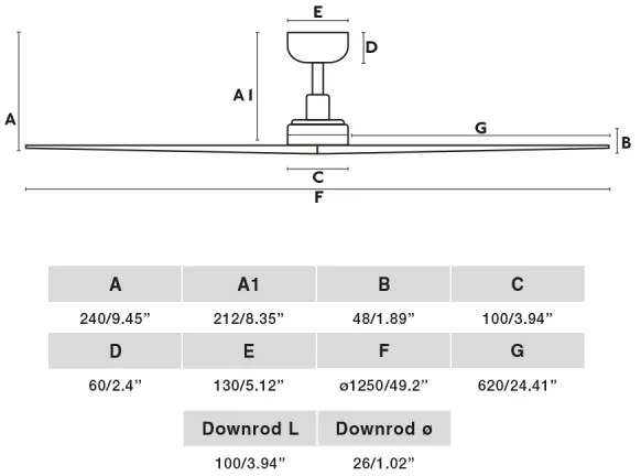 FARO 34283 -Stropní ventilátor KLIM M borovice/černá pr. 125 cm+dálkové ovládání
