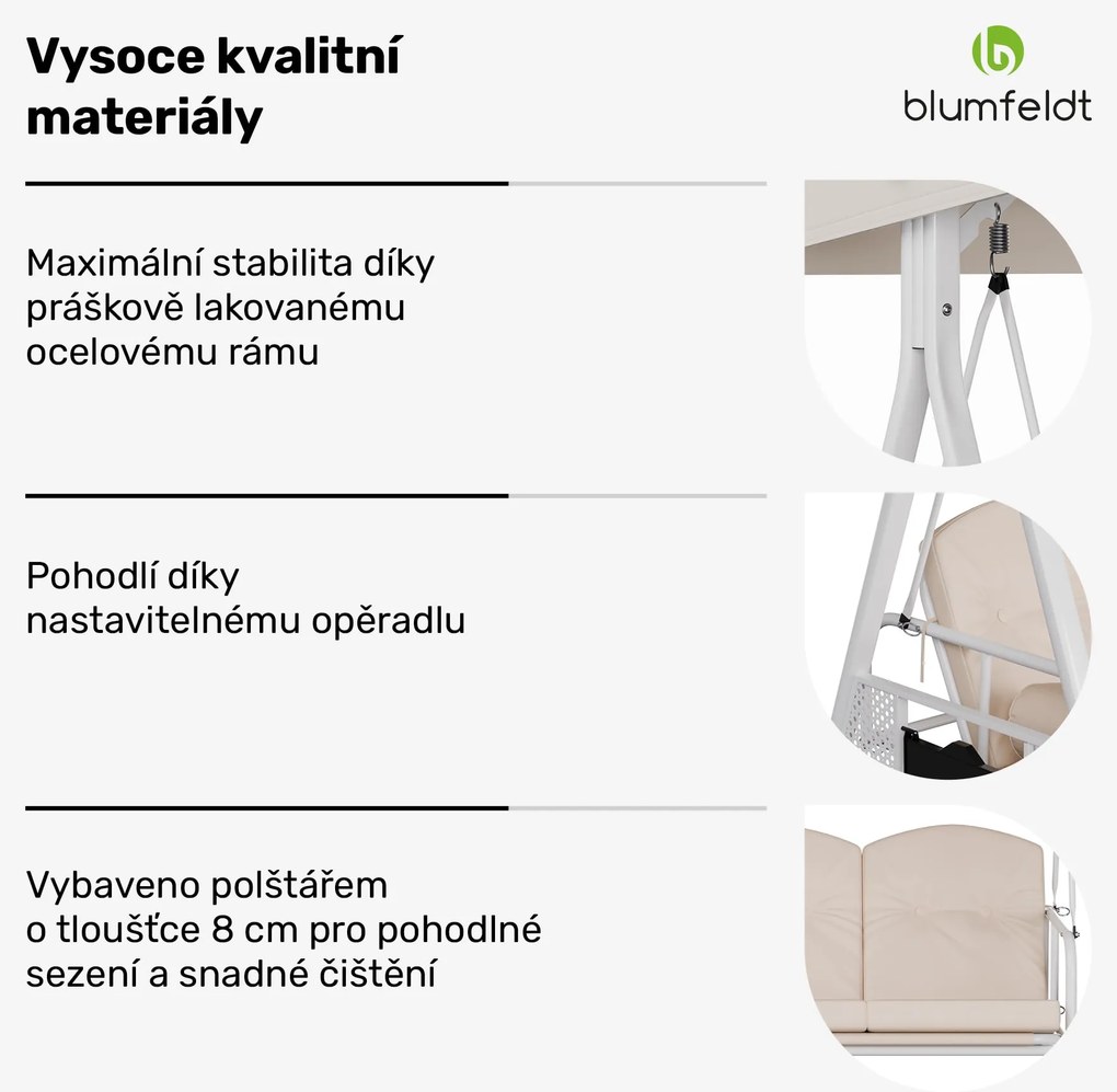 GranSway hollywoodská houpačka 3místná Individuálně nastavitelná Ocel s práškovou povrchovou úpravou Odolná vůči povětrnostním vlivům