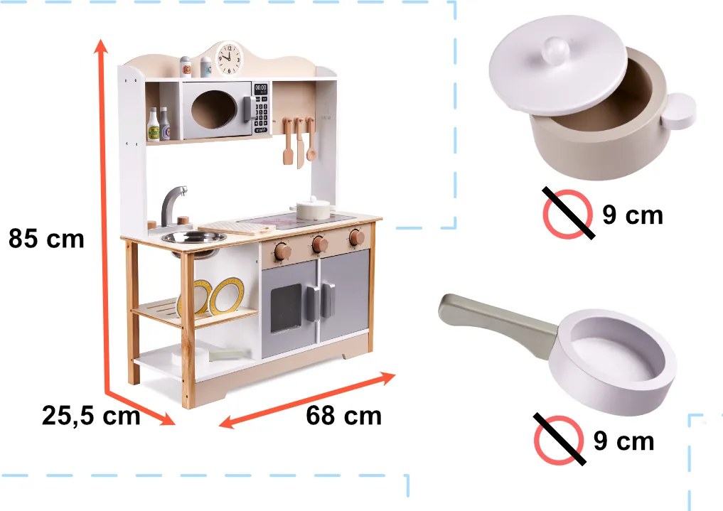 LULILO Dětská dřevěná kuchyňka MDF KUKETO + příslušenství