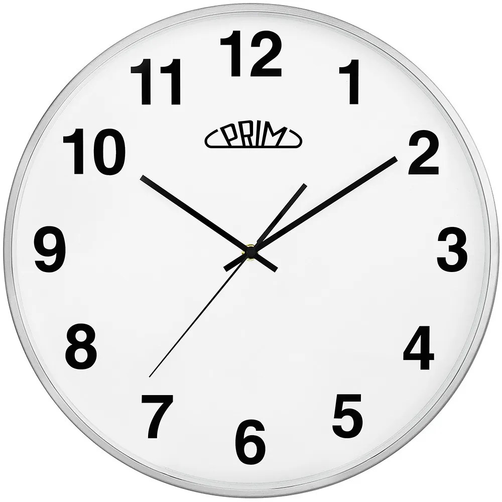 Kovové hodiny stříbrné PRIM Alfa ∅ 400 × 40 mm
