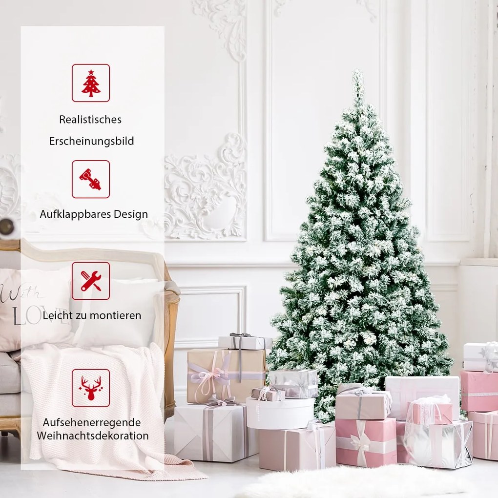 Costway 180 cm vysoký umělý vánoční stromek s teplými LED světly Vánoční stromek