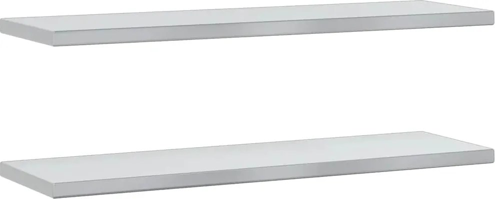 Nástěnné police 2 ks 100 x 30 cm stříbrné nerezová ocel 30279