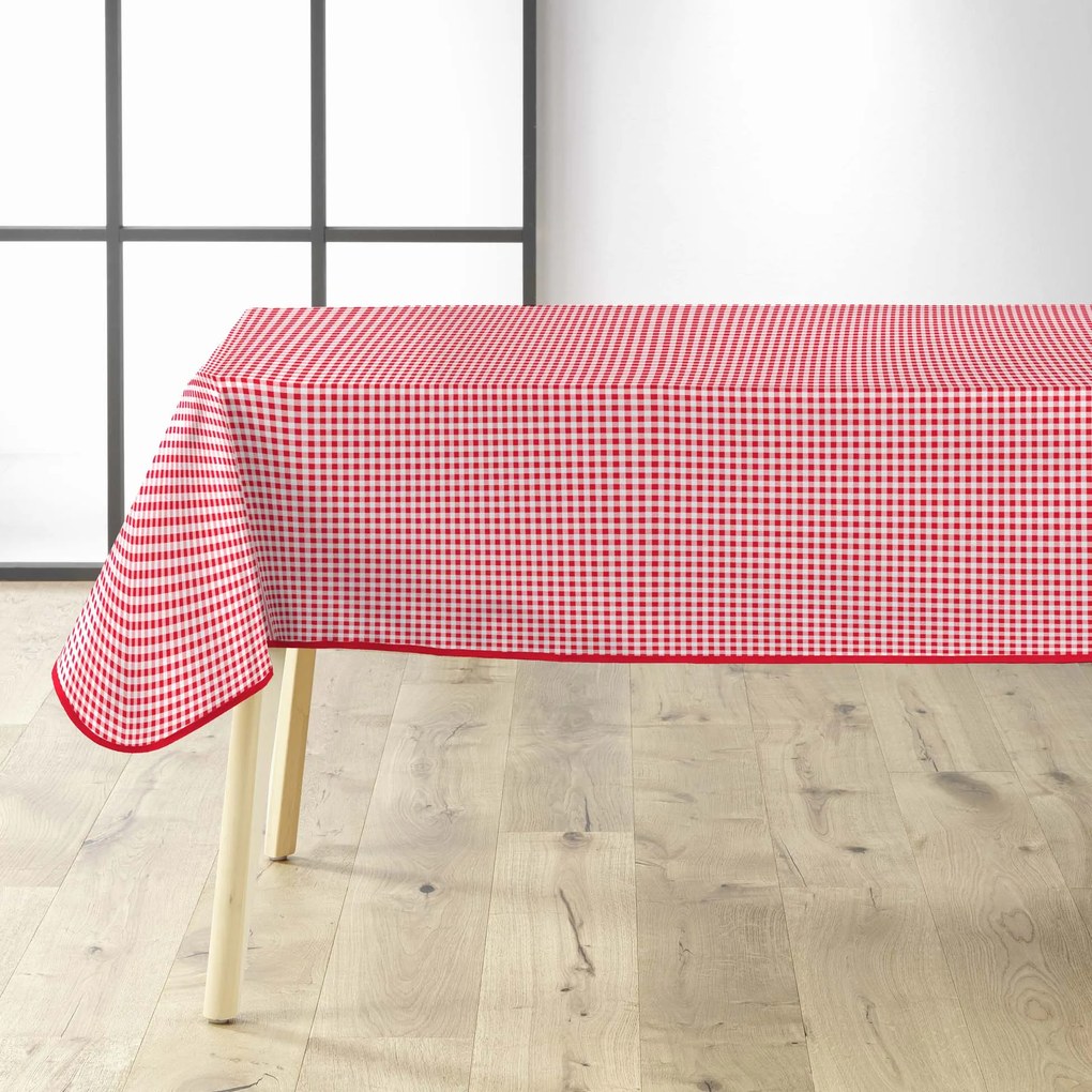 Obdélníkový ubrus s červenou kostkou MINI VICHY ROUGE, 140 x 240 cm