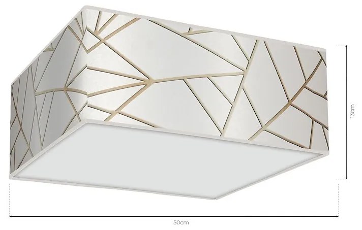 Stropní svítidlo Ziggy Square, 1x bílé/zlaté textilní stínítko, (bílé plexisklo), (50 cm)